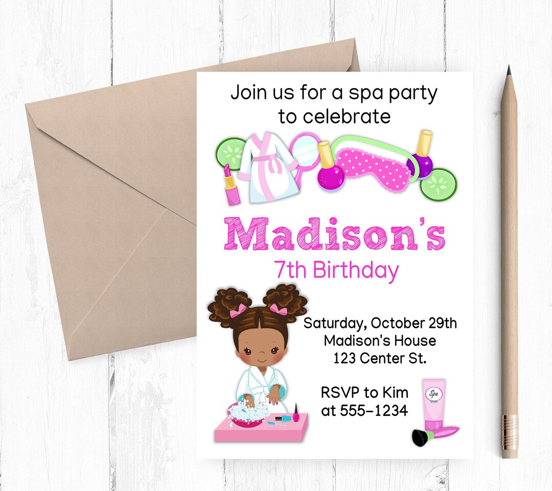 Girls Spa Birthday Party Invitation Nails Spa Party - Etsy
