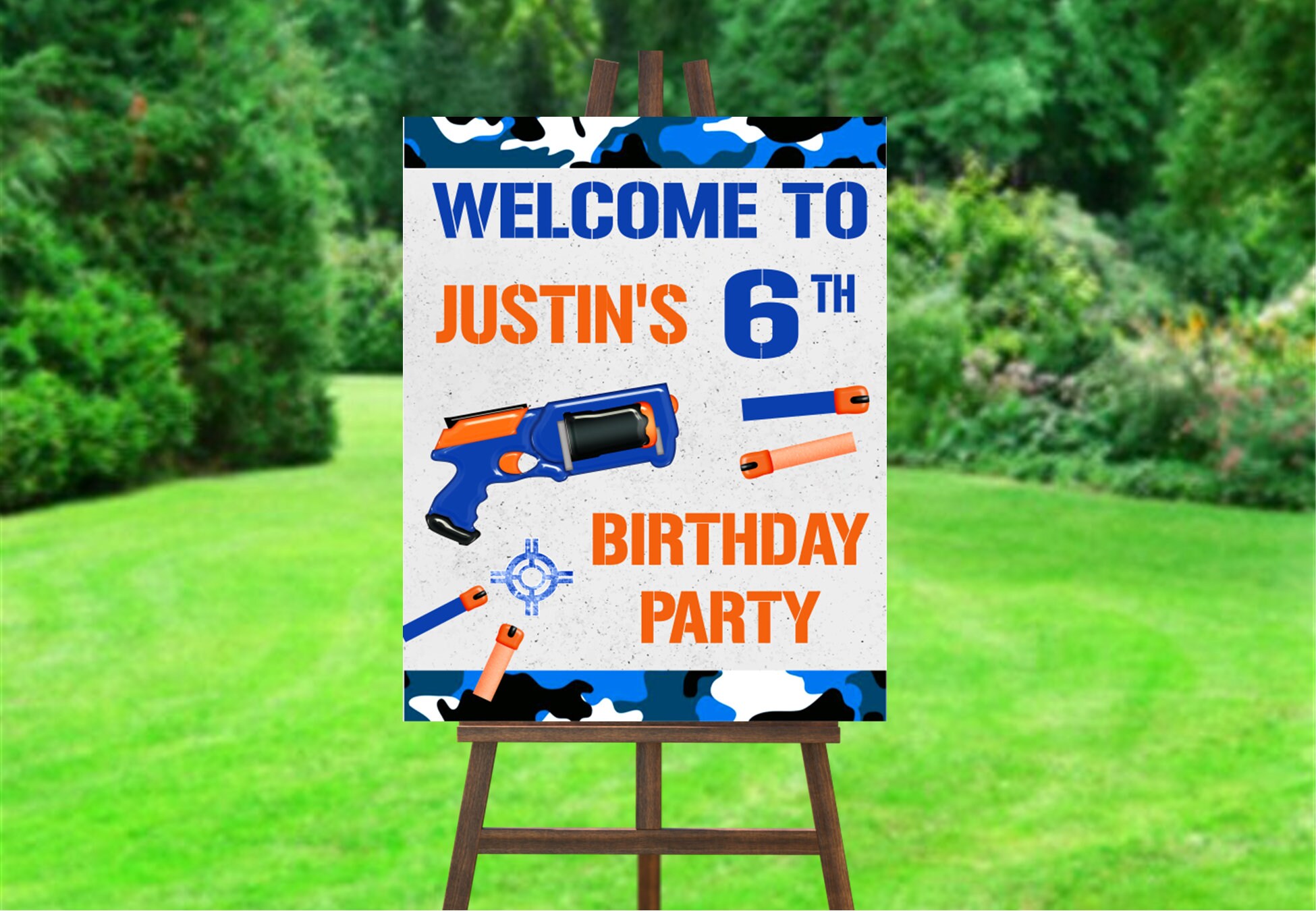 Dart Gun Welcome Sign, Dart Gun Party, Dart Gun Birthday, Dart Gun ...