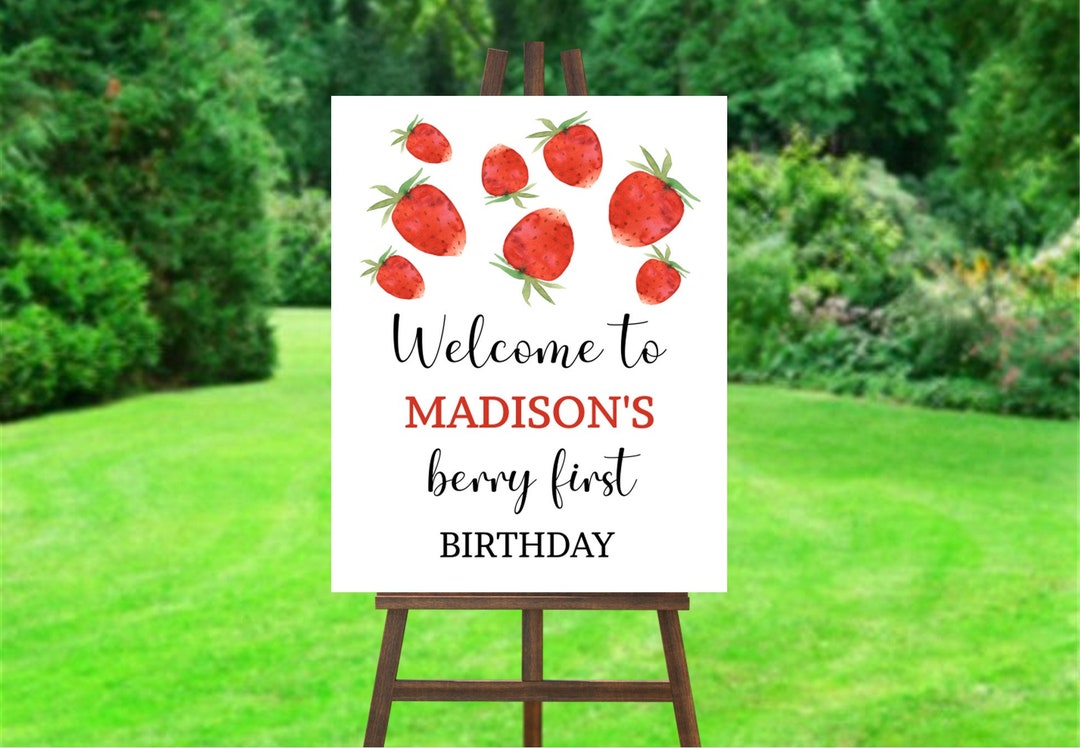 Strawberry Party Welcome Sign, Strawberry Party, Strawberry Party ...