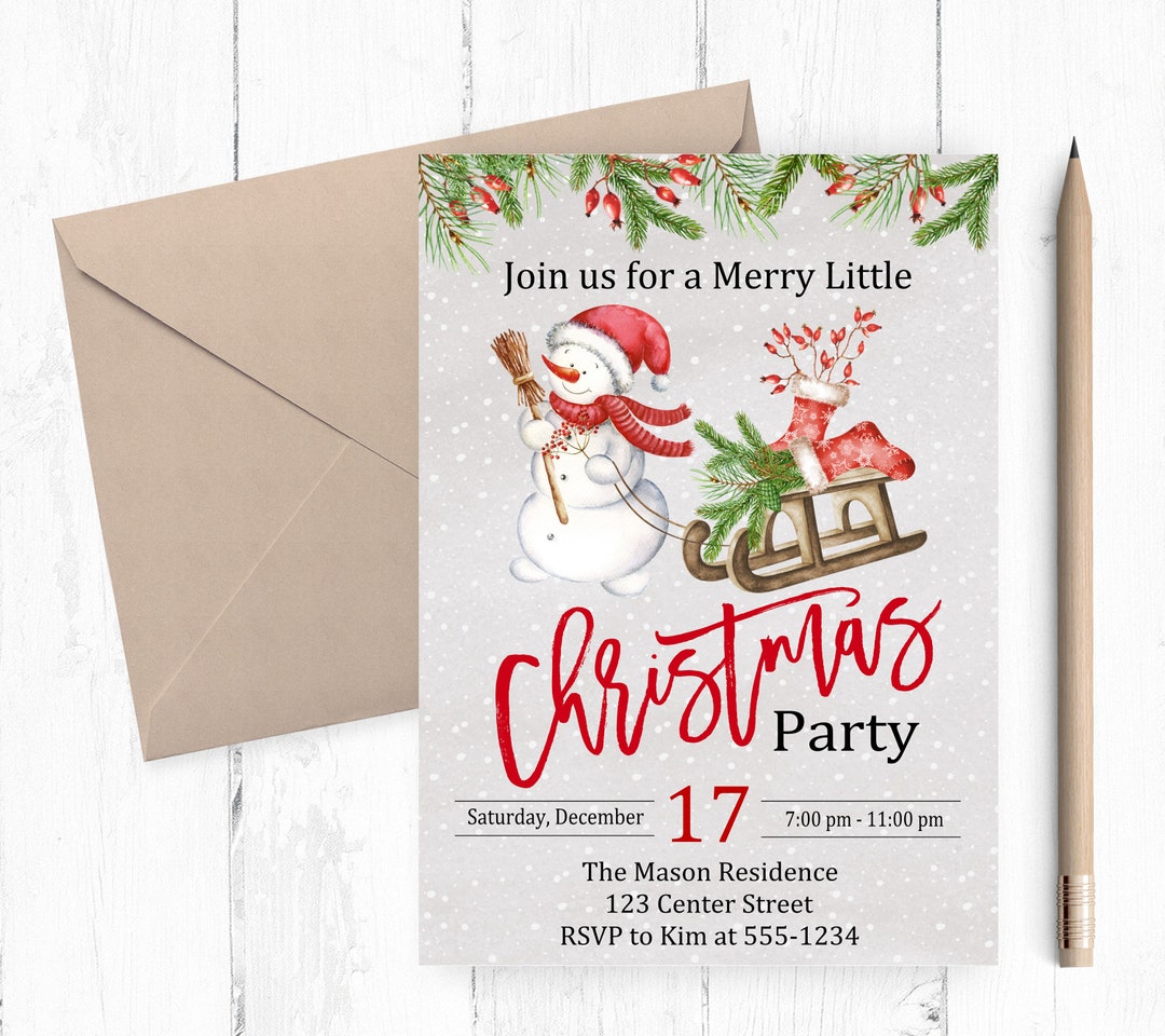 Snowman Christmas Party Invitation Christmas Party - Etsy