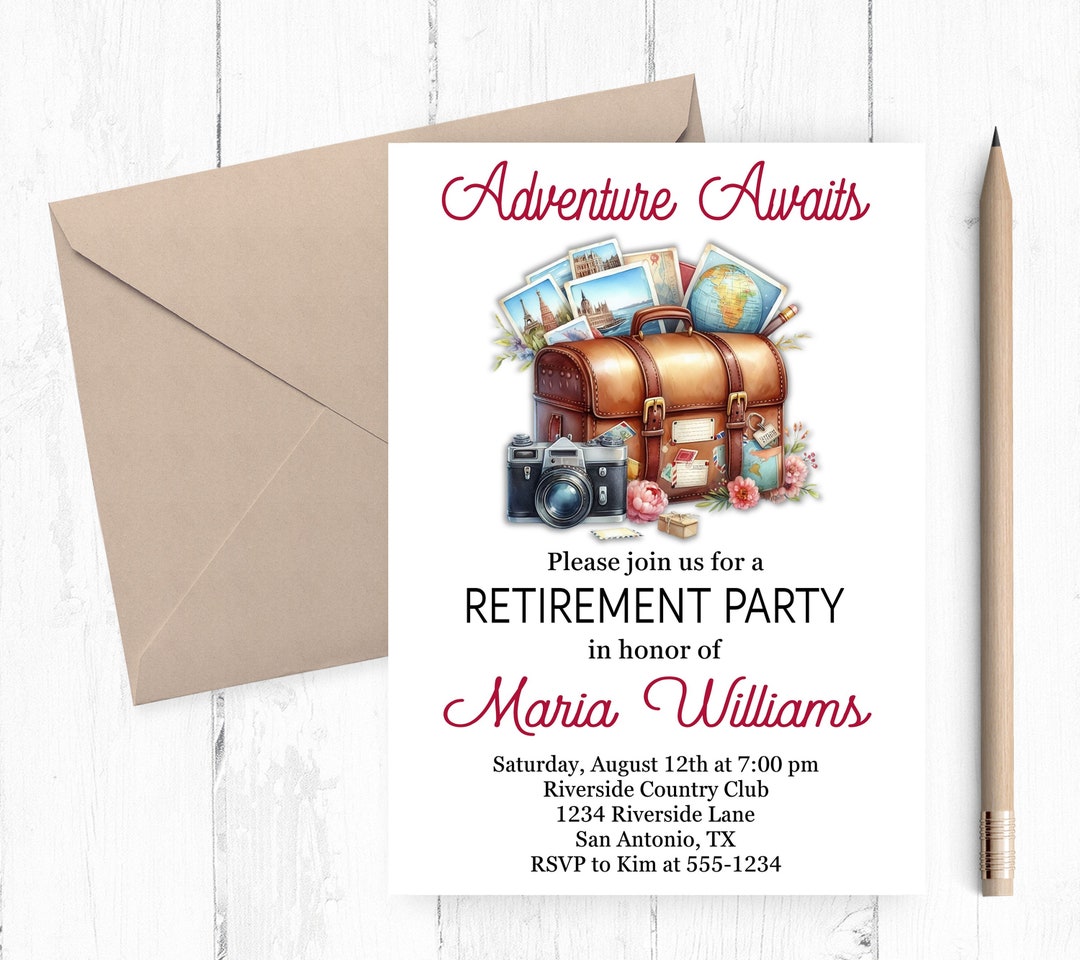 Travel Retirement Party Invitation, Retirement Party, Retirement ...