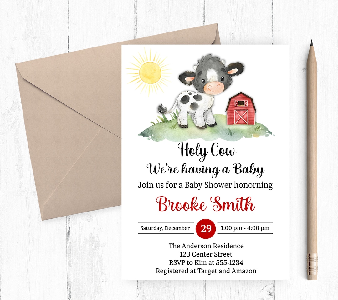 Cow Baby Shower Invitation Cow Party Invite Cow Party - Etsy