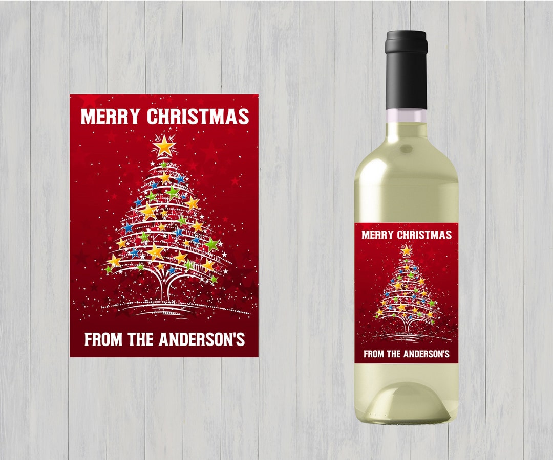 Christmas Tree Wine Label, Wine Labels, Christmas Gift, Holiday Gift ...