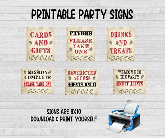 Spy Party Signs Secret Agent Party Signs Top Secret Party | Etsy