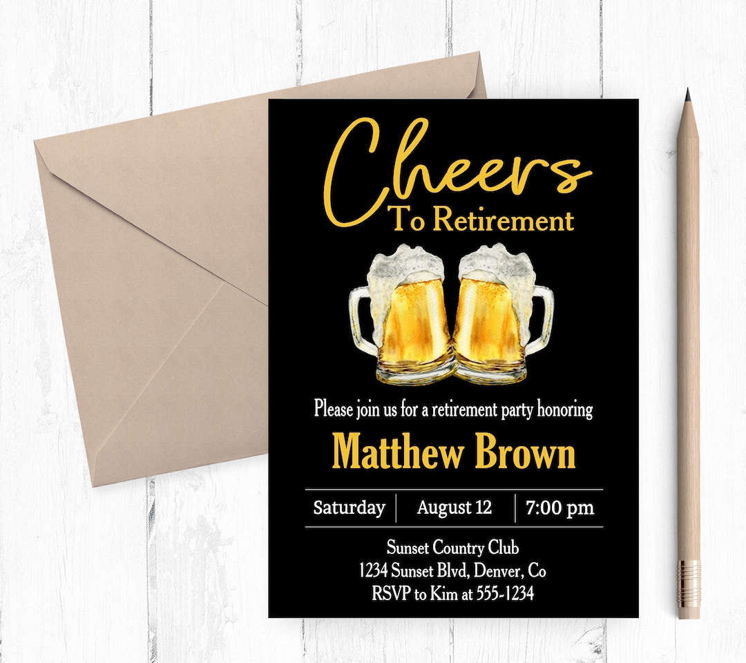 Cheers to Retirement Invitation, Retirement Party, Retirement Party ...