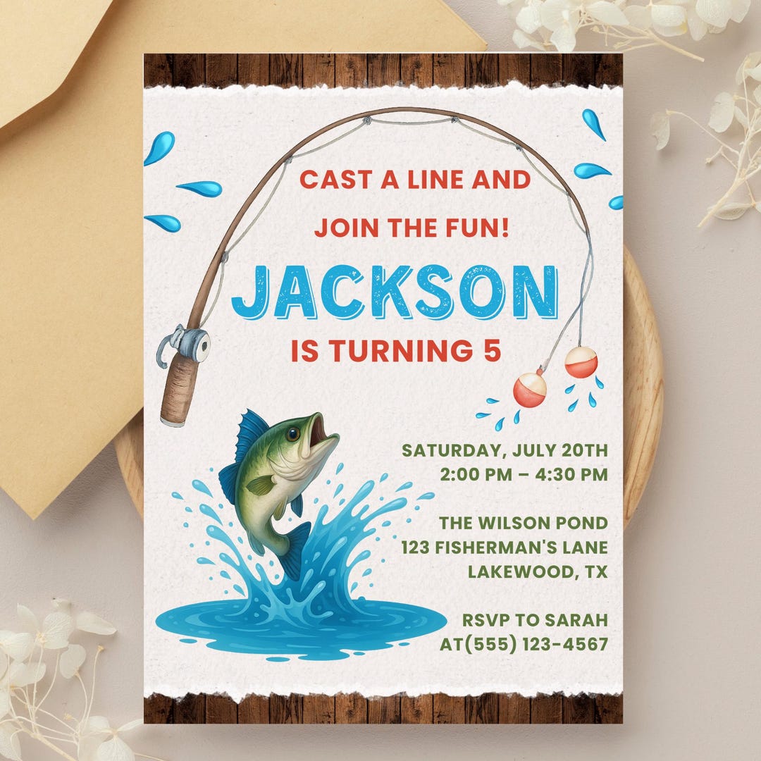 Fishing Birthday Invitation: Cast a Line Party - Etsy