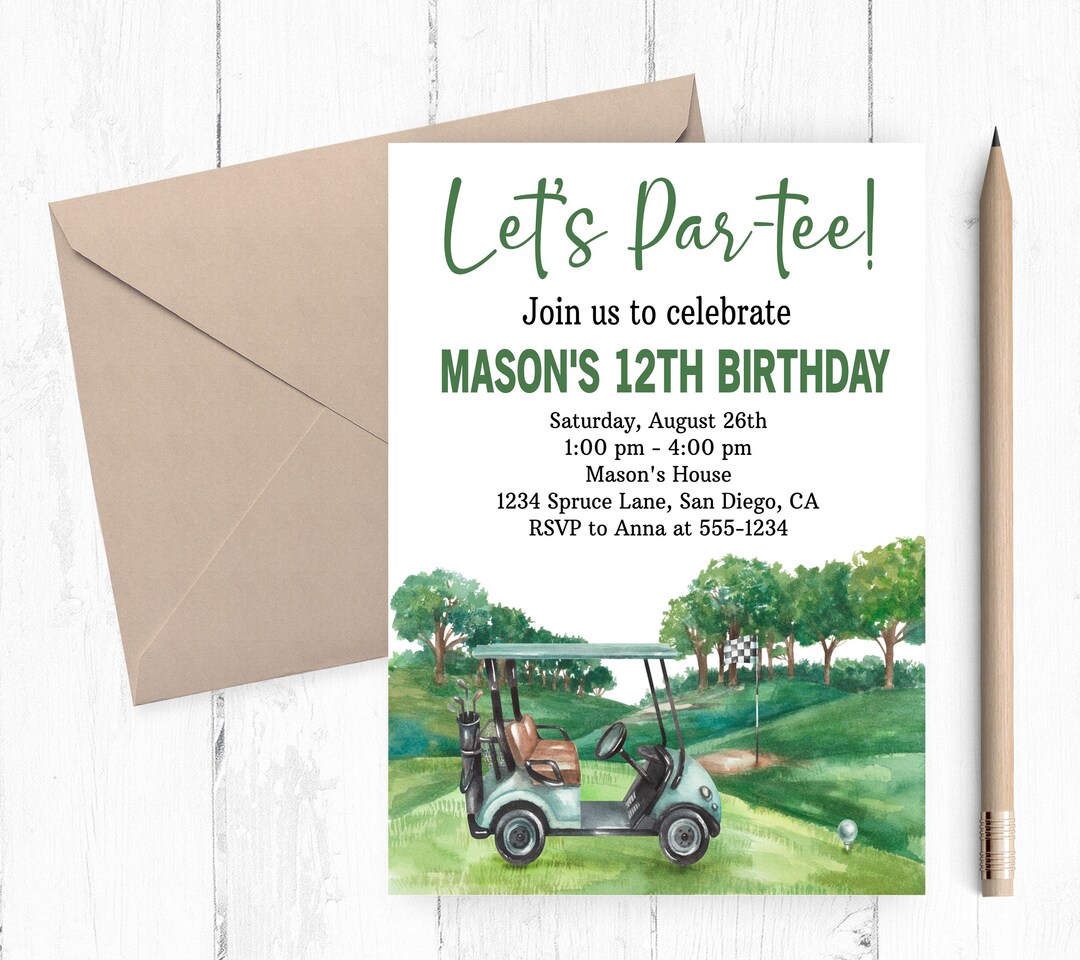 Golf Birthday Invitation, Golf Birthday Par-tee Invitation, Golf Party ...