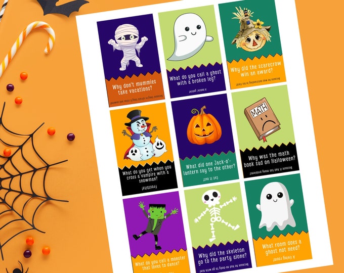 40 Halloween Joke Cards Printable, Funny Halloween Lunch Box Jokes ...