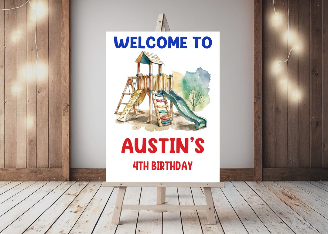 Playground Birthday Welcome Sign: Park Party Poster - Etsy