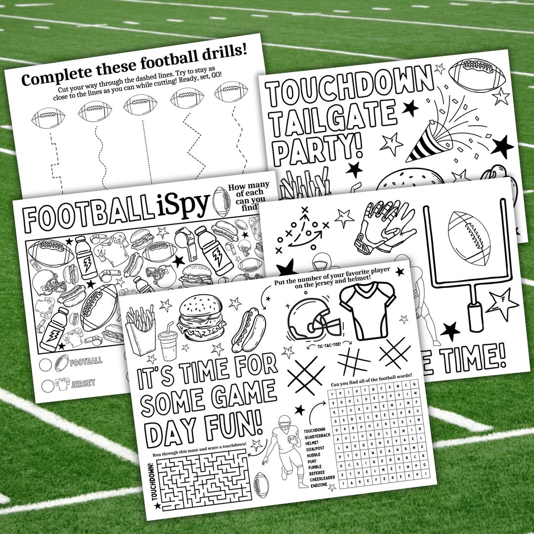 Football Activity Placemats, Football Coloring Pages, Football Activity ...