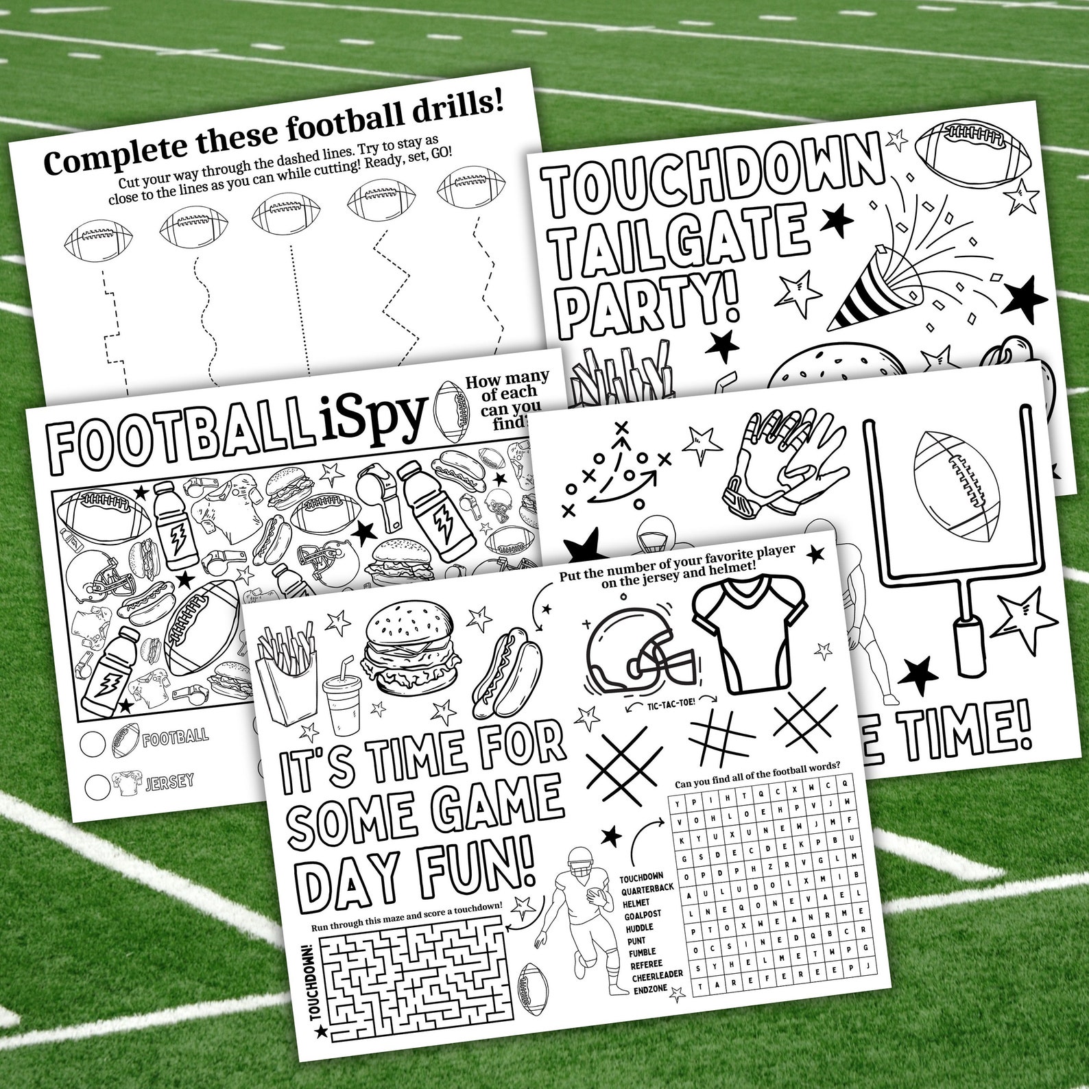 Football Activity Placemats, Football Coloring Pages, Football Activity ...
