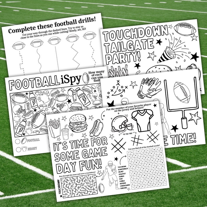 Football Activity Placemats, Football Coloring Pages, Football Activity ...