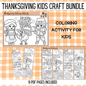 Thanksgiving Kids Crafts Bundle, Printable Activities, Coloring Pages ...