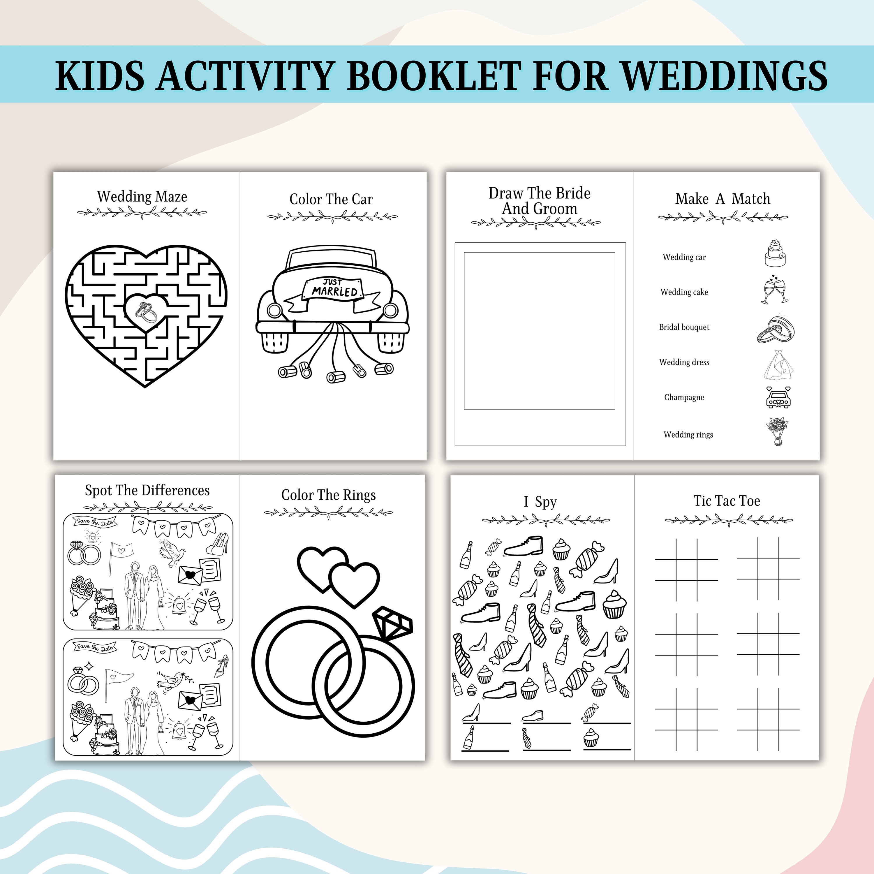 Kids Wedding Activity Book: Coloring Pages & Games - Etsy
