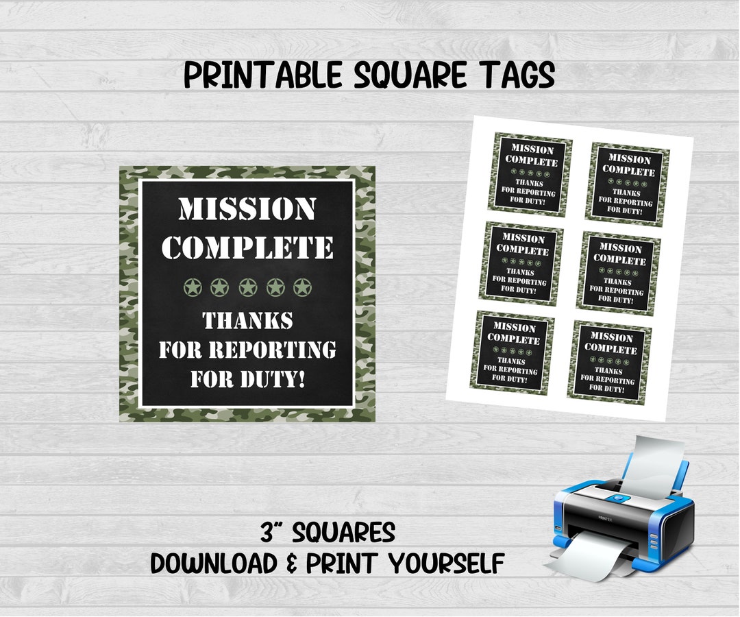 Military Tank Party Favor Tags: Mission Complete - Etsy