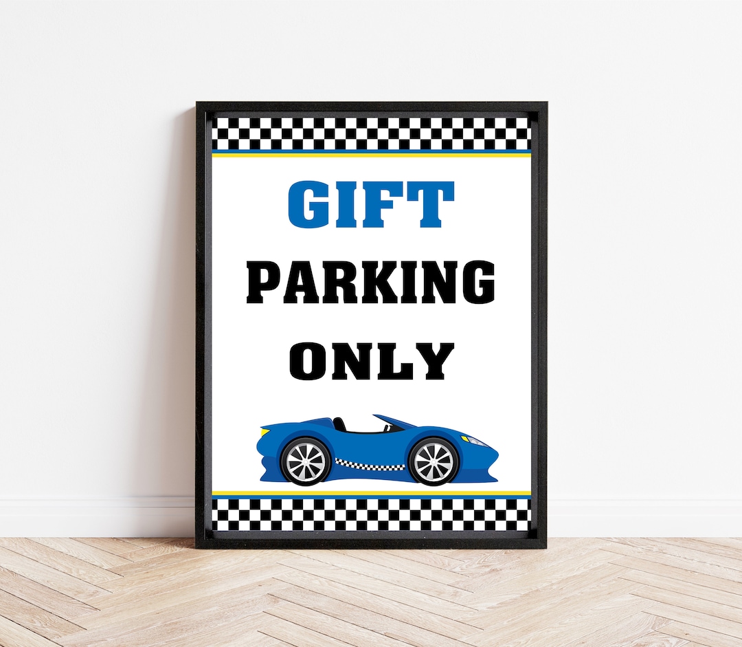 Race Car Gift Sign, Race Car Party Sign, Race Car Party Décor, Blue ...
