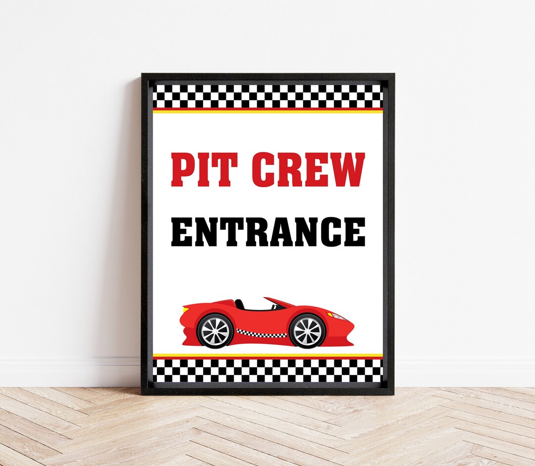 Race Car Pit Crew Sign, Race Car Party Sign, Race Car Party Décor, Red ...