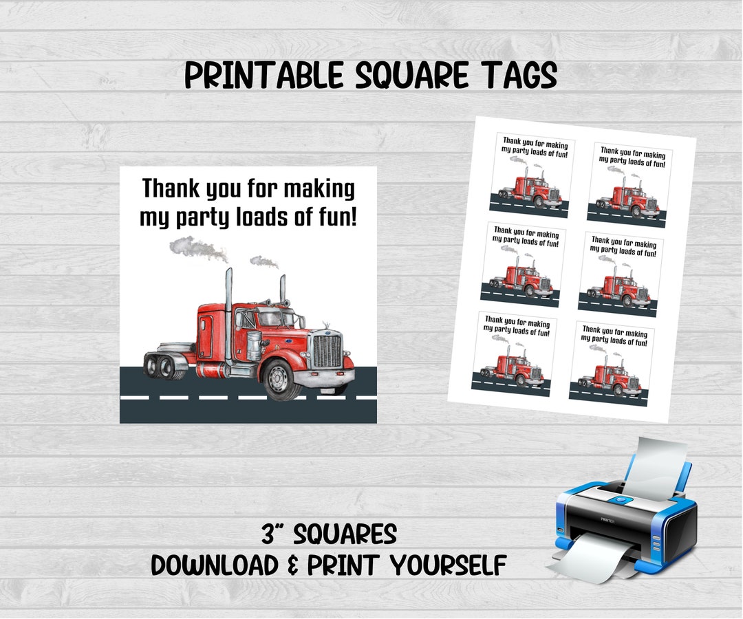 Semi Truck Favor Tags, Semi Truck Birthday, Semi Truck Party, Semi ...