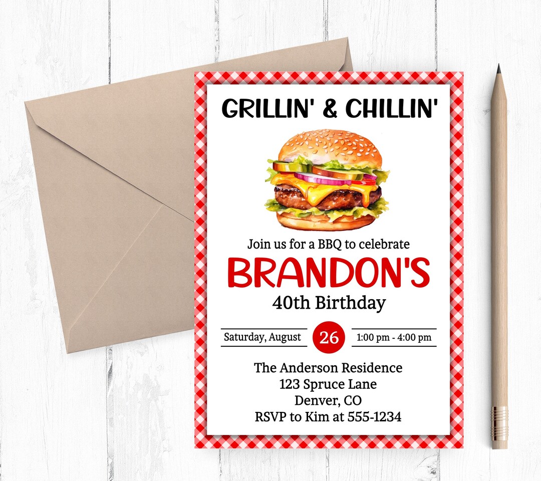 Grillin' and Chillin' Invitation, BBQ Party Invite, Cookout Party ...