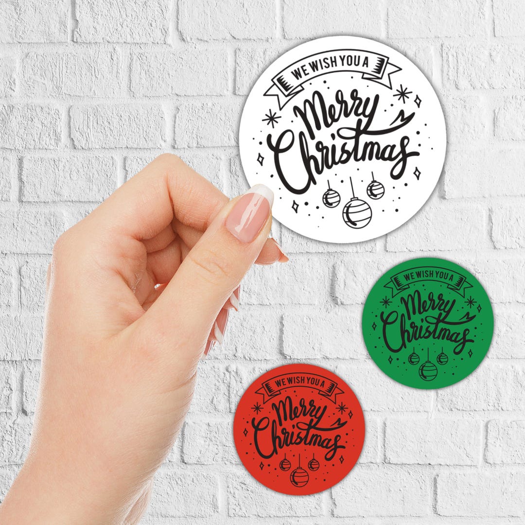 Merry Christmas Stickers, Christmas Stickers, Thermal Printer Stickers ...