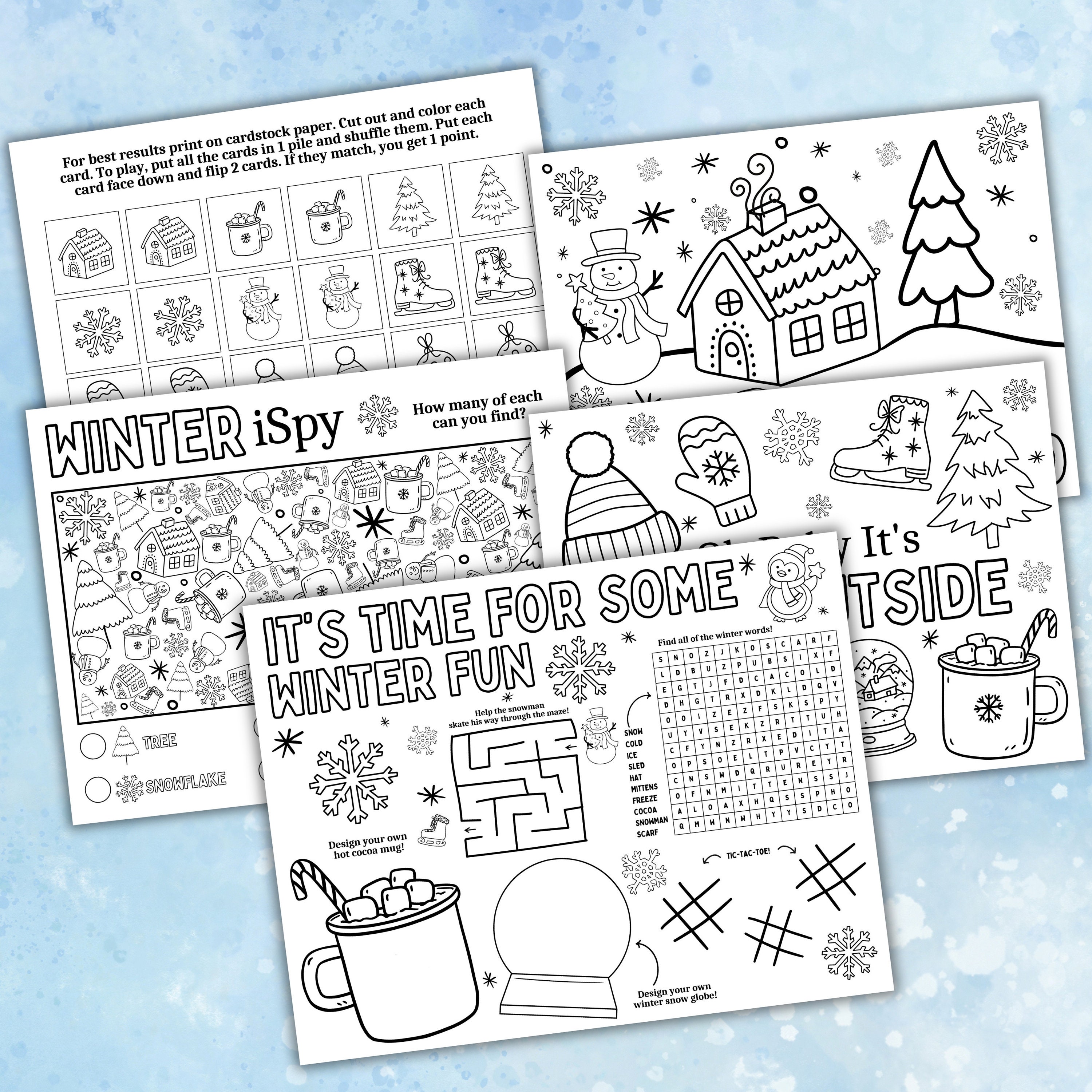 Winter Activity Placemats, Winter Coloring Pages, Winter Activity ...