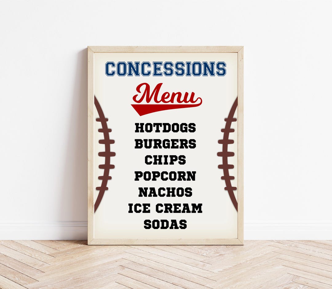 Football Concessions Menu Sign: Party Decor - Etsy