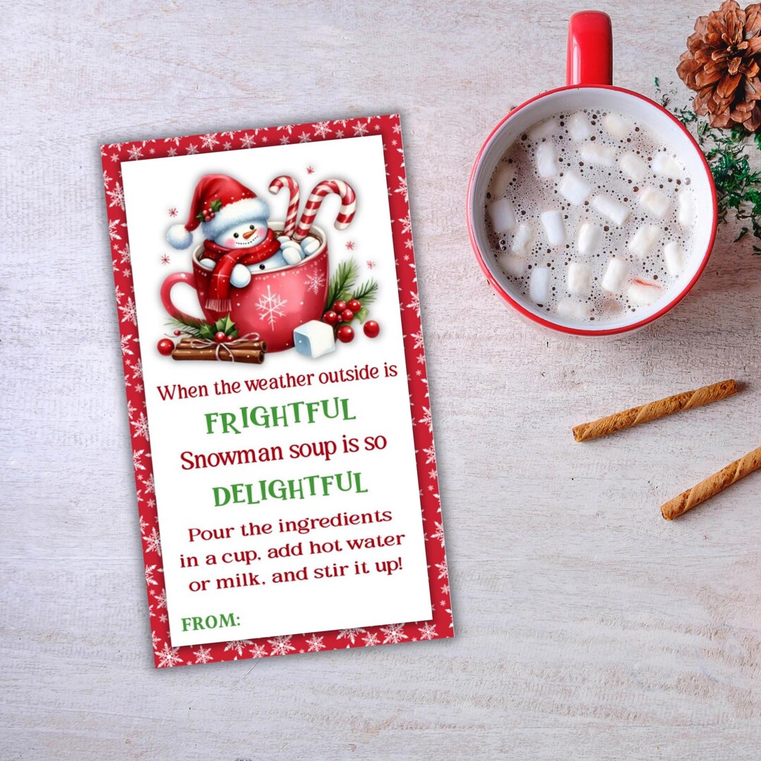 Snowman Soup Gift Tag: Personalized Christmas Hot Cocoa - Etsy