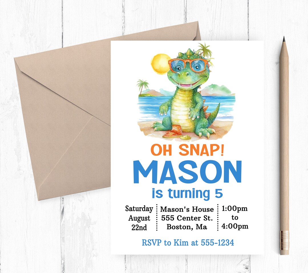 Crocodile Party Invitation, Crocodile Party, Crocodile Invitation ...