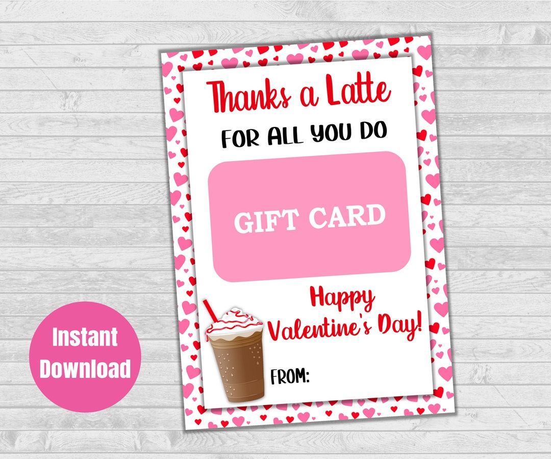 Thanks a Latte Gift Card Holder, Gift Card Holder, Gift Card Printable ...