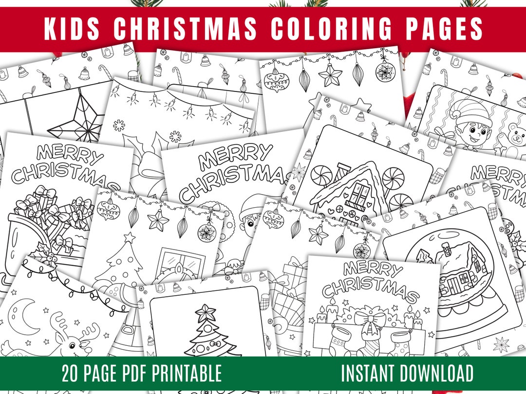 Kids Christmas Coloring Pages: 20-page Printable Activities - Etsy