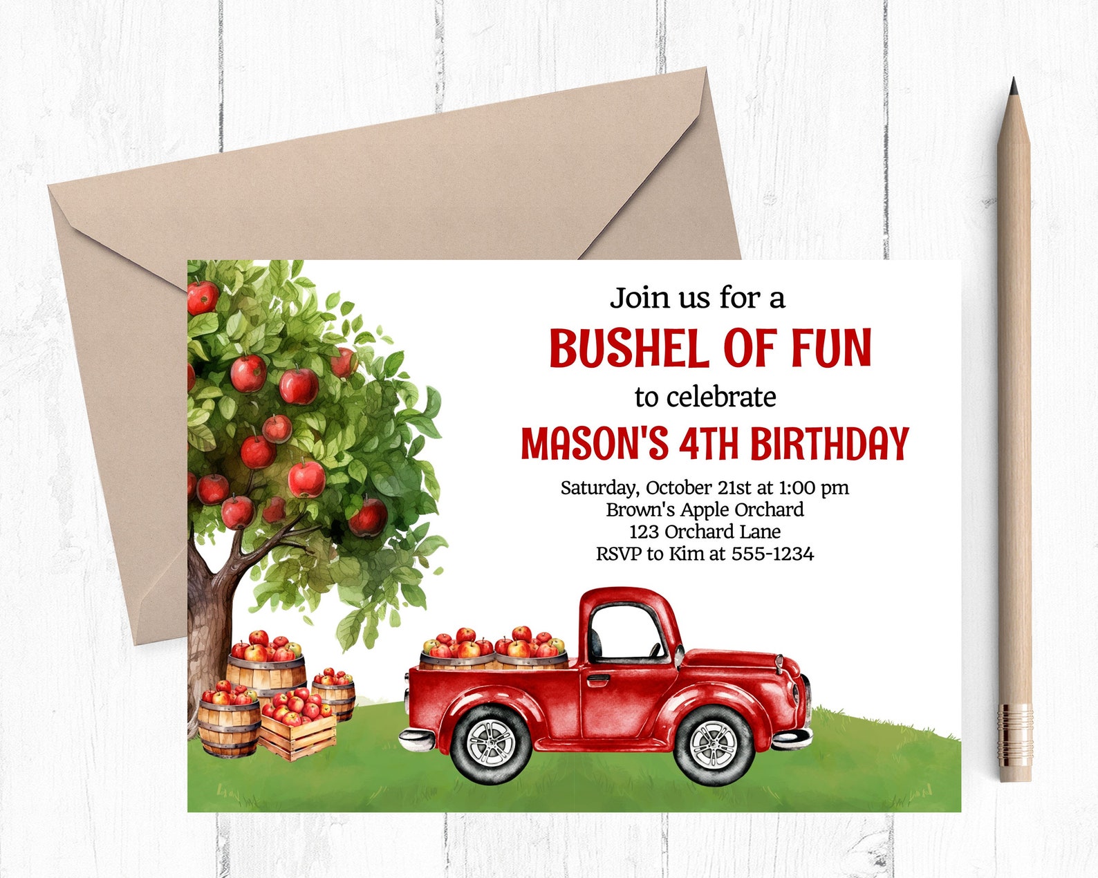 Apple Orchard Invitation, Apple Orchard Birthday, Fall Invite, Apple ...
