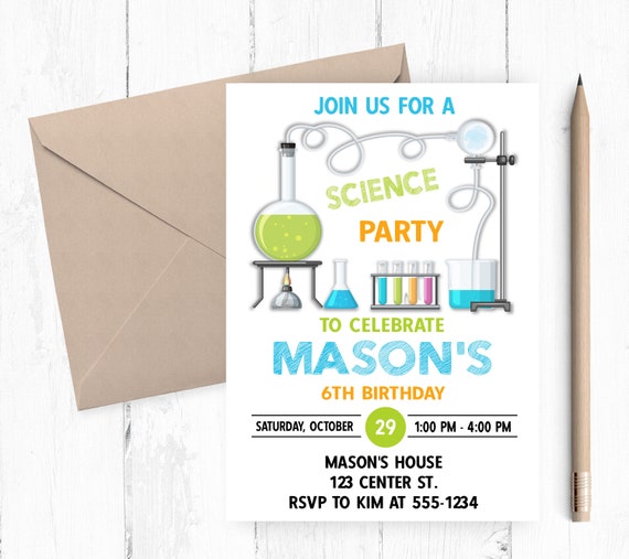 Science Birthday Invitation Science Birthday Party Science - Etsy