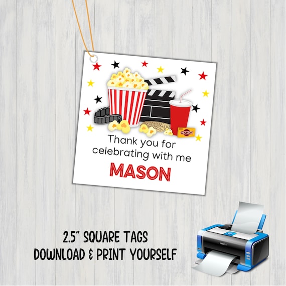 Movie Night Favor Tags Movie Party Movie Night Birthday - Etsy