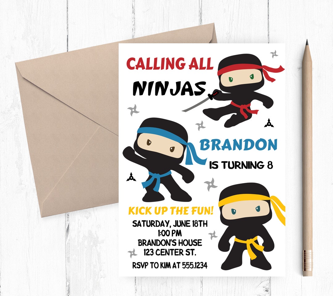 Ninja Party Invitation, Ninja Party, Ninja Birthday Party, Ninja ...