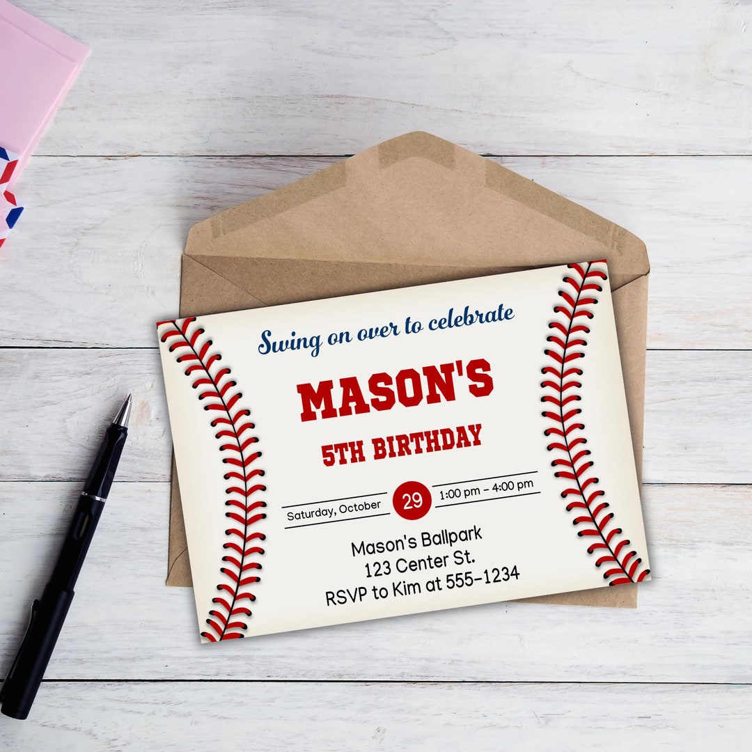 Baseball Birthday Invitation: Party Theme - Etsy
