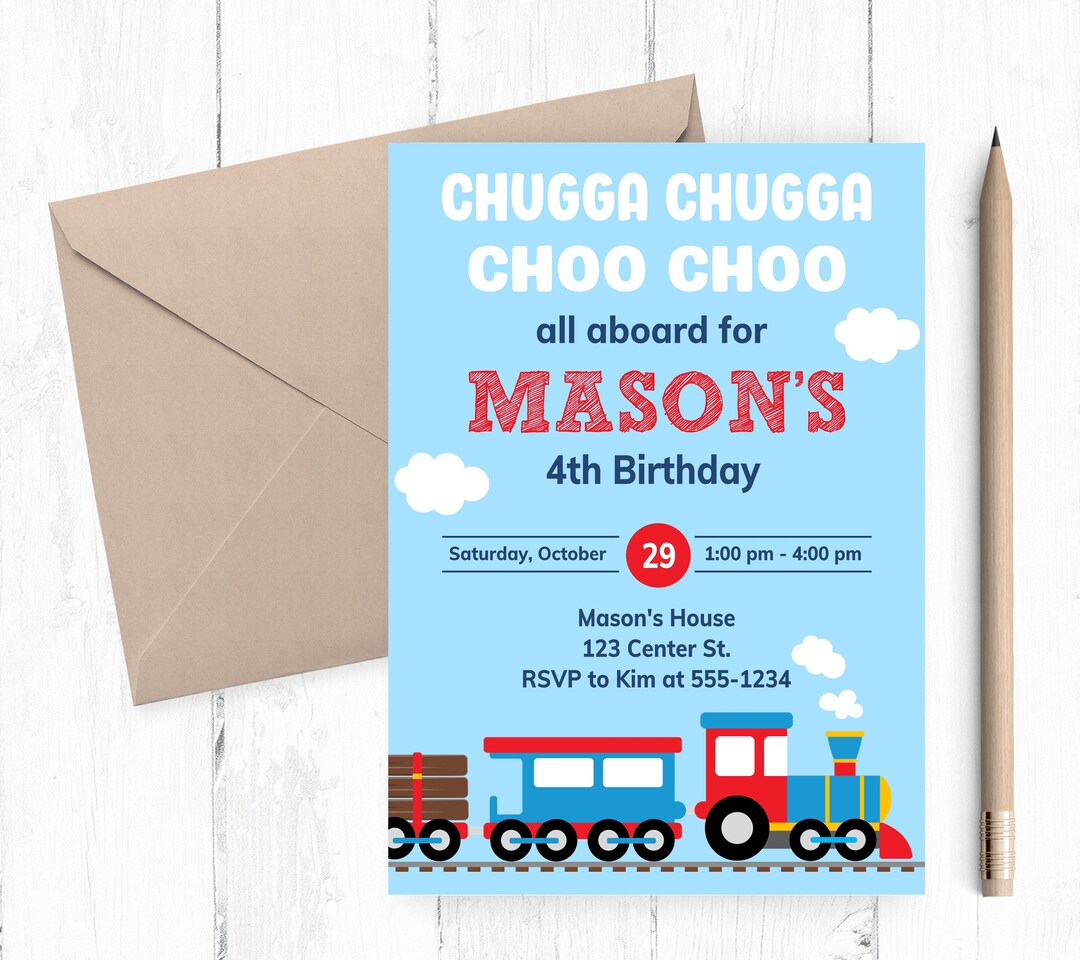 Train Invitation Train Party Train Birthday Train Invites - Etsy