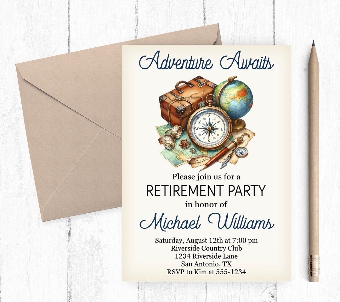 Travel Retirement Party Invitation, Retirement Party, Retirement ...