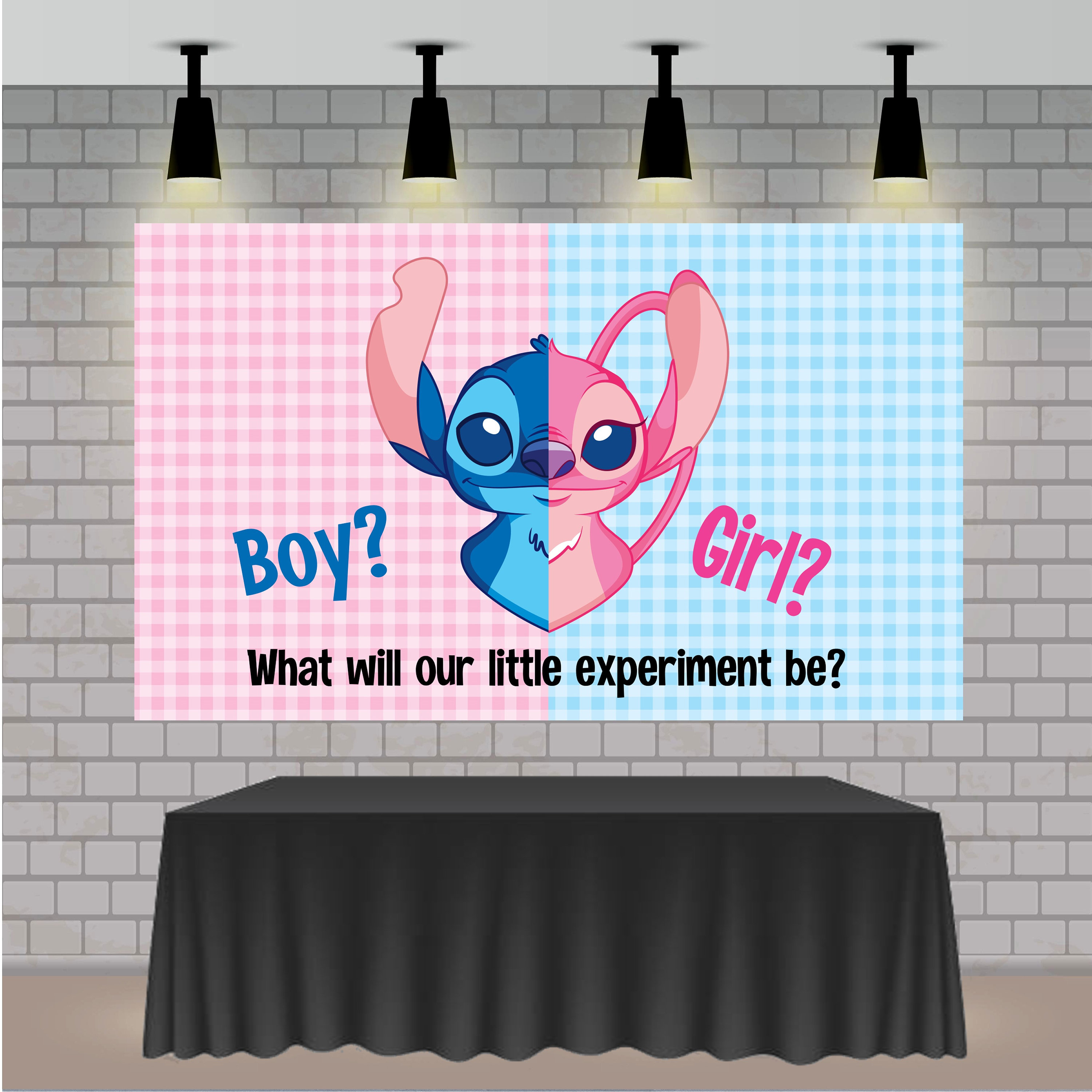 Stitch And Angel Gender Reveal Cake