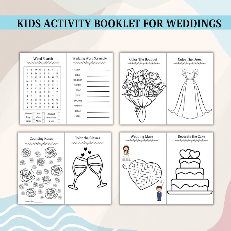 Kids Wedding Activity Book: Coloring Pages & Games - Etsy