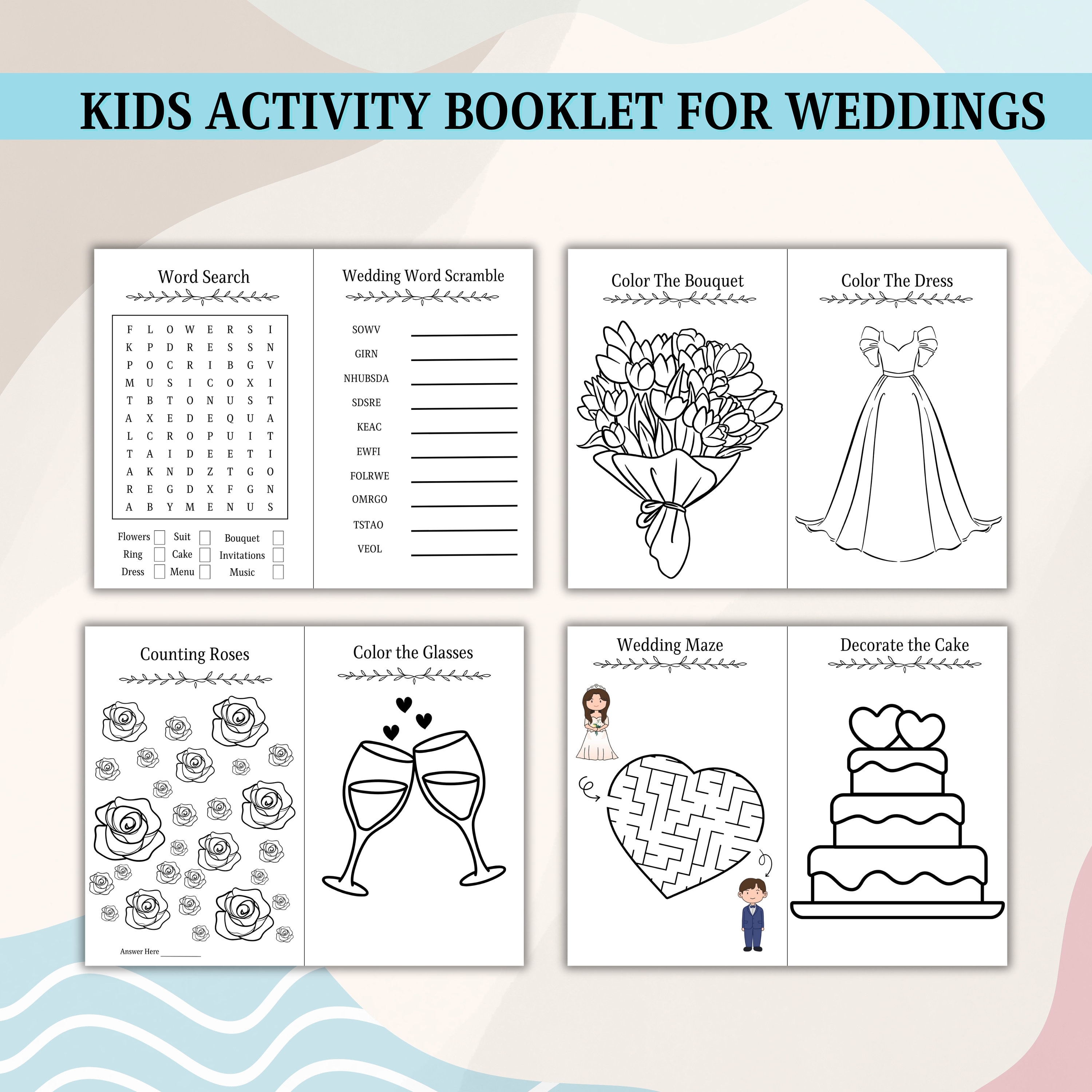 Kids Wedding Activity Book: Coloring Pages & Games - Etsy