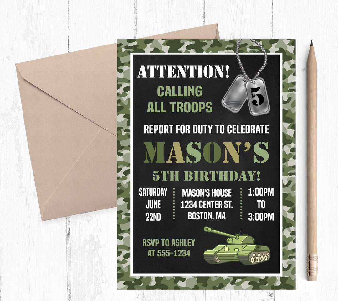 Tank Invitation Tank Birthday Tank Party Tank Birthday - Etsy