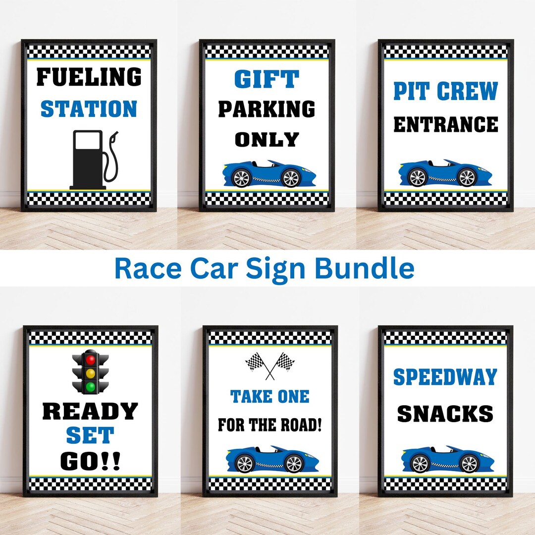 Race Car Party Sign Bundle , Race Car Party Signs, Race Car Party Décor ...