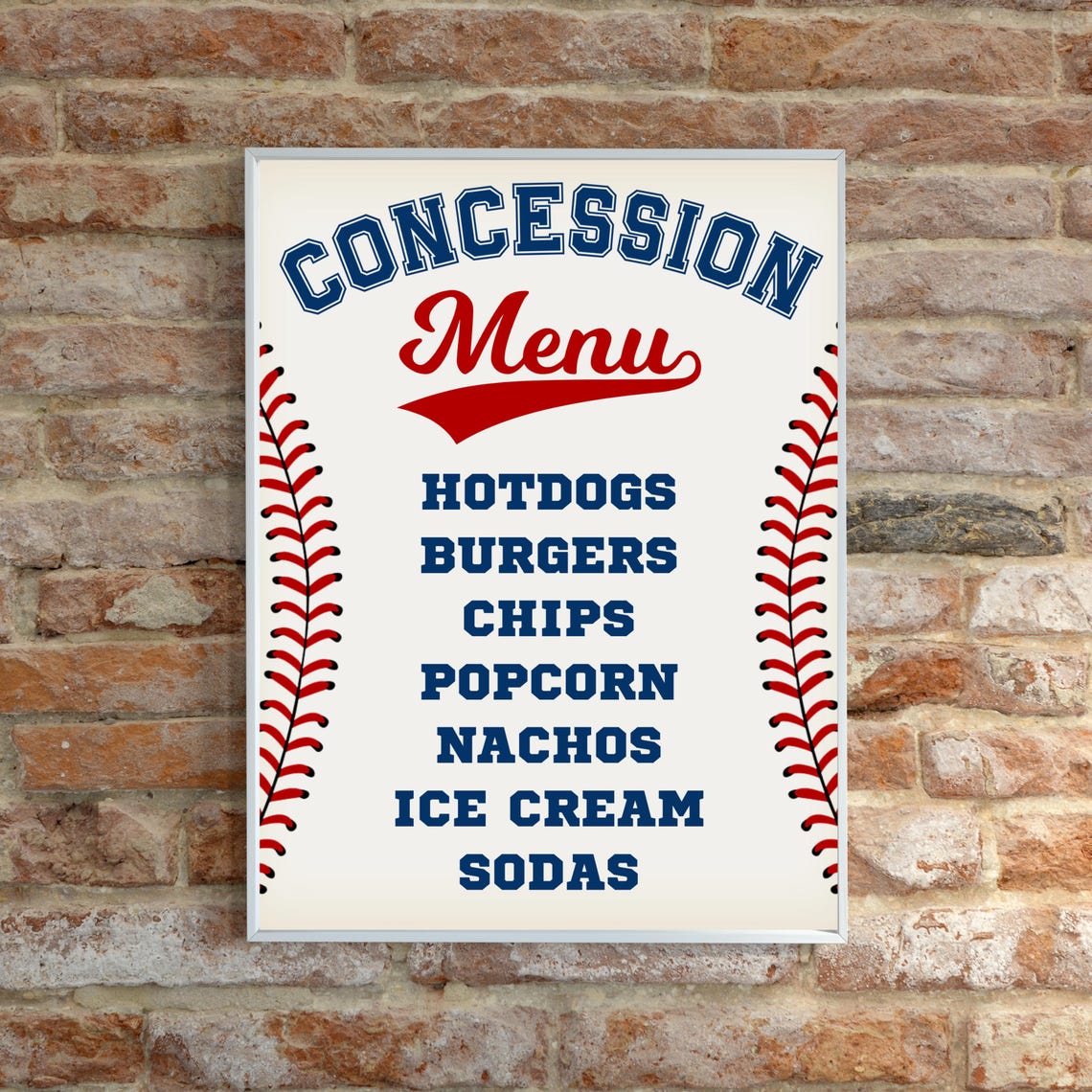 Baseball Party Menu Sign: Concessions, Birthday Theme - Etsy