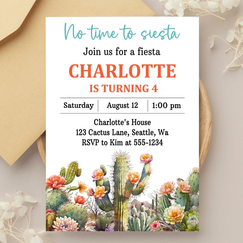 Cactus Fiesta Birthday Invitation - Etsy