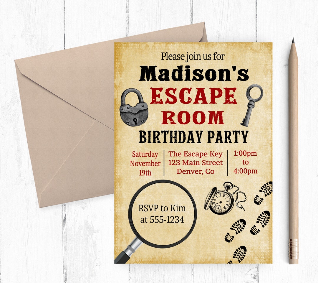 Escape Room Birthday Invitation, Escape Room Party Invitation, Escape ...