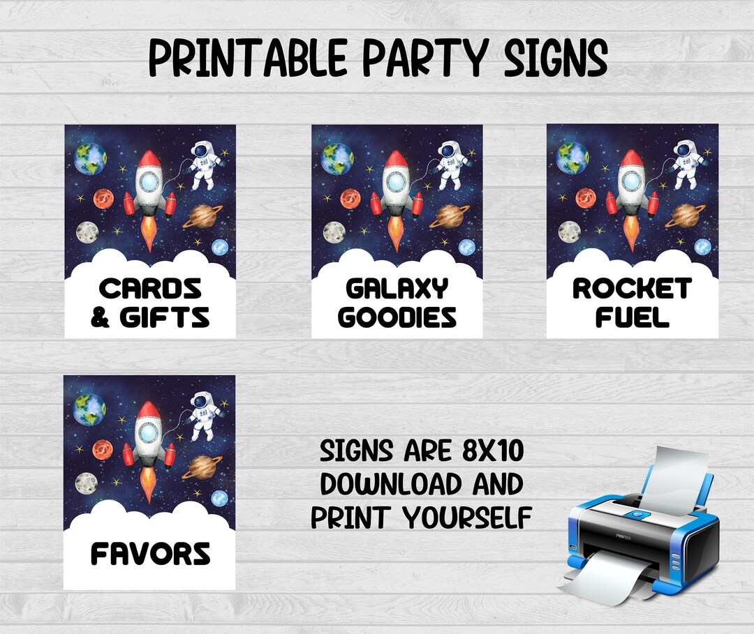 Space Party Signs, Space Signs, Space Birthday, Space Party, Outer ...