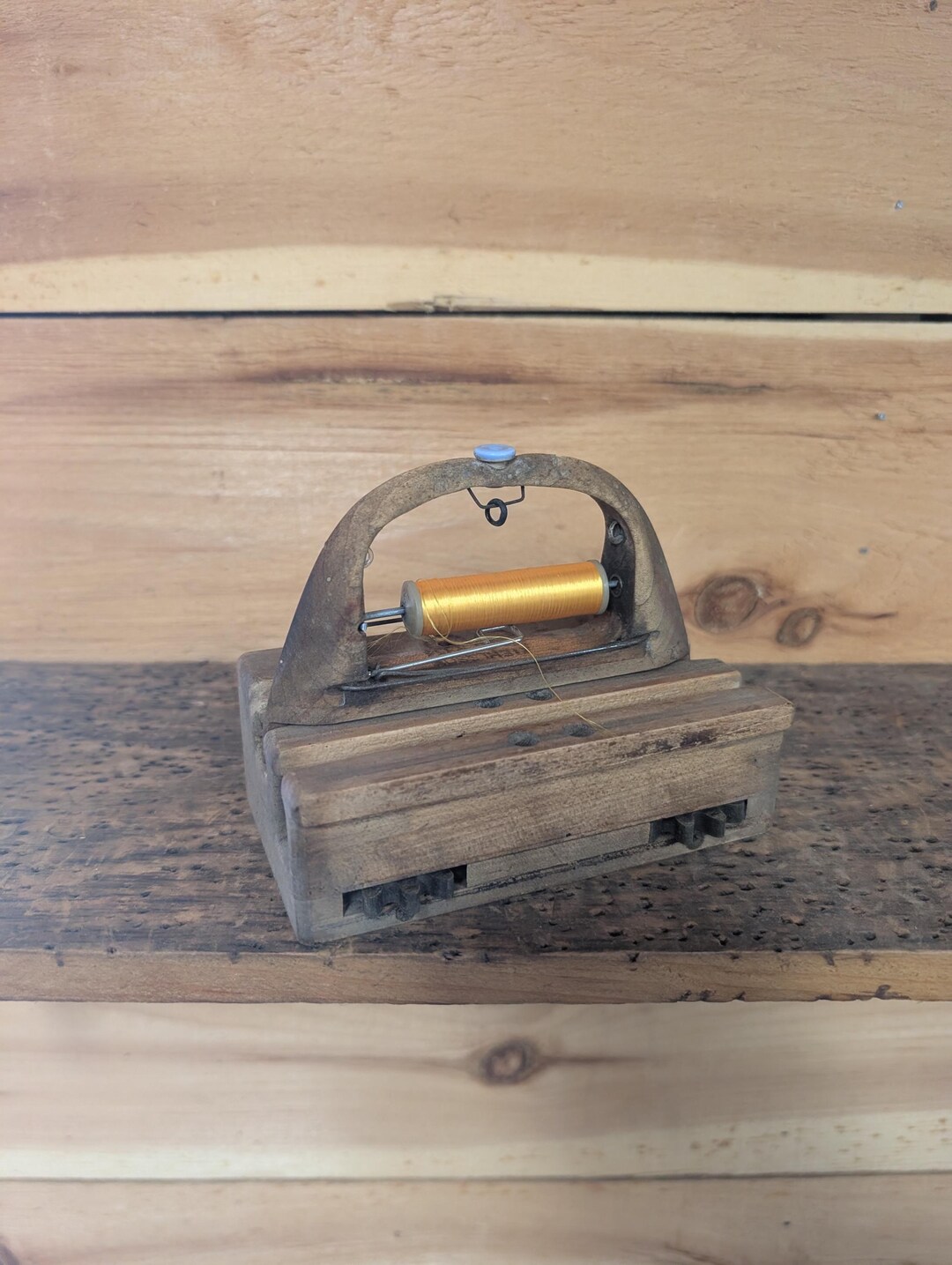 Label Shuttle With Block and Yellow Threaded Spool, - Etsy