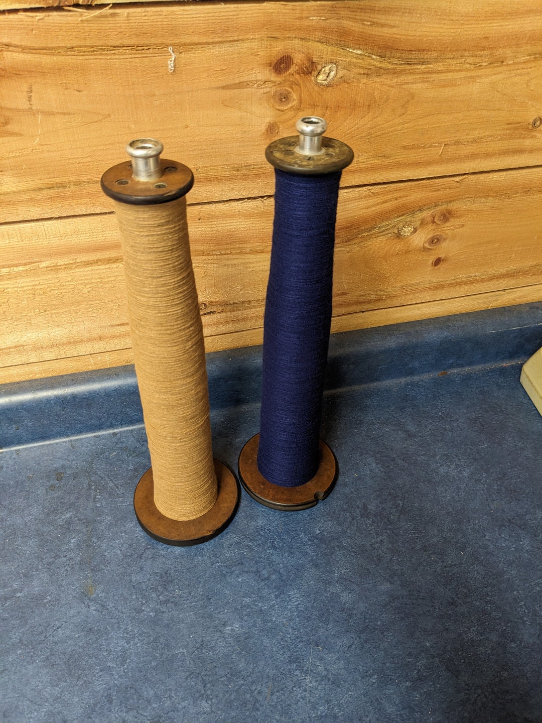 Textile Bobbin With Thread 16" Tall X 4.5" @bottom 2.5" at Top - Etsy