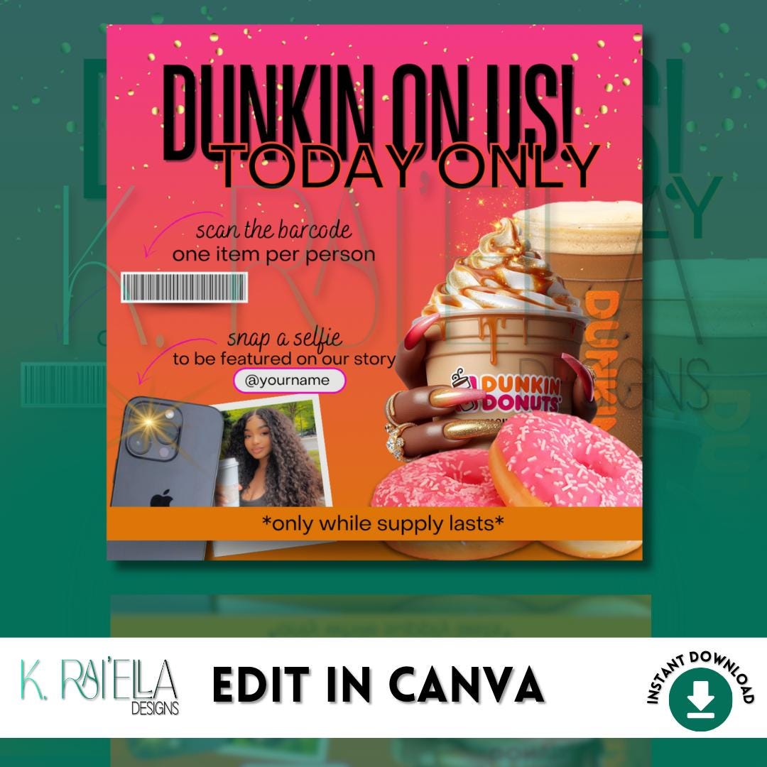 Coffee on Me Referral Flyer | Starbucks Dunkin Canva Template | Client ...