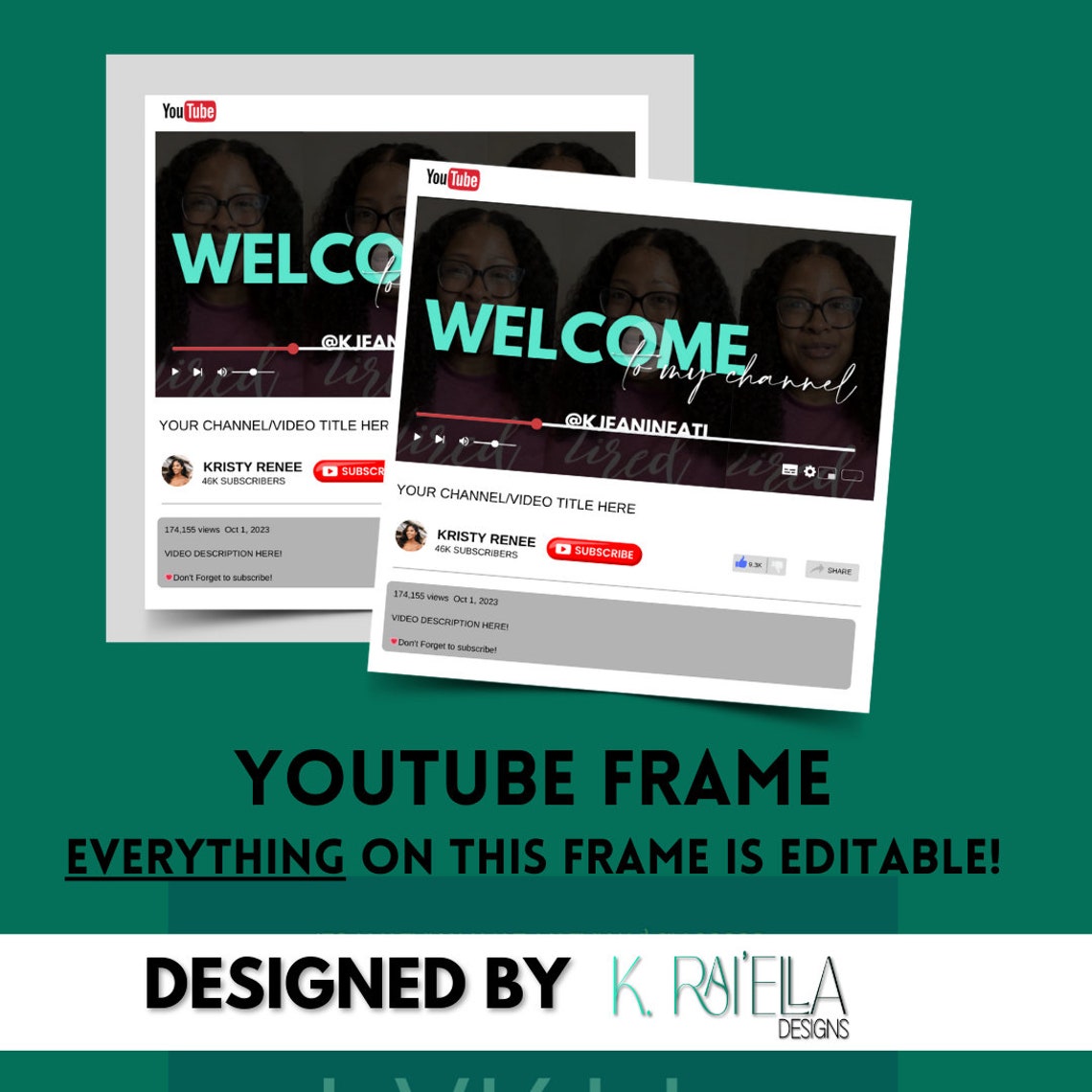 Youtube Video Frame, Frame Template, Youtube Channel, DIY Flyer ...